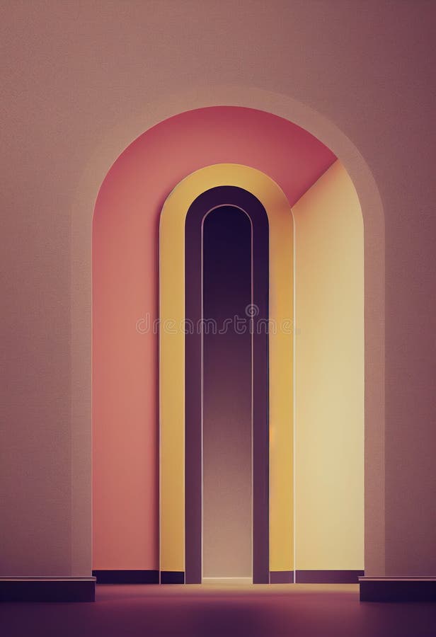 Vertical 3D Rendered Illustration of a Yellow Abstract Design of an ...