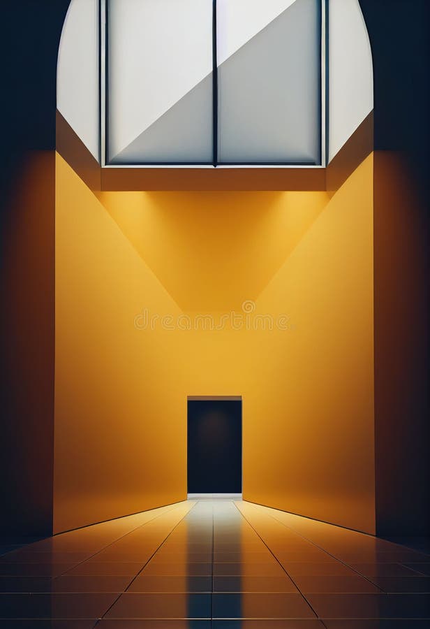 Vertical 3D Rendered Illustration of a Yellow Interior Architecture of ...