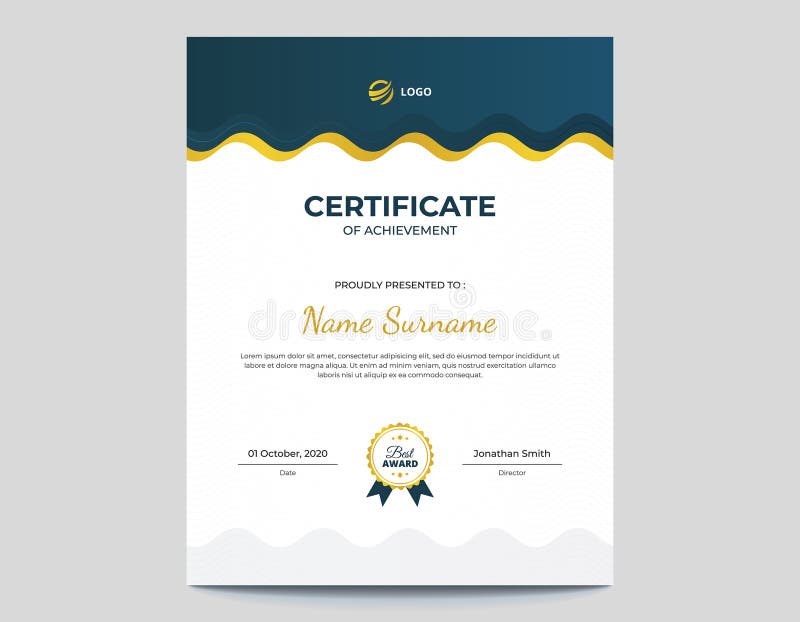 Vertical Dark Blue and Gold Waves Certificate Design Stock Vector ... Vertical Dark Blue and Gold Waves Certificate Design Stock Vector ...