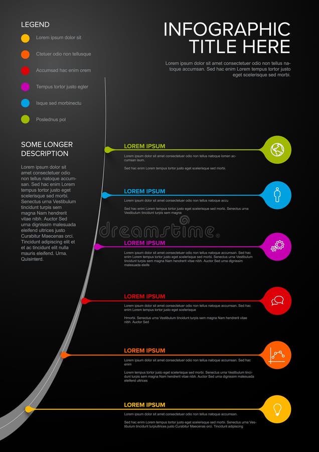 Dark Infographic Timeline Report Template with Lines Stock Vector ...