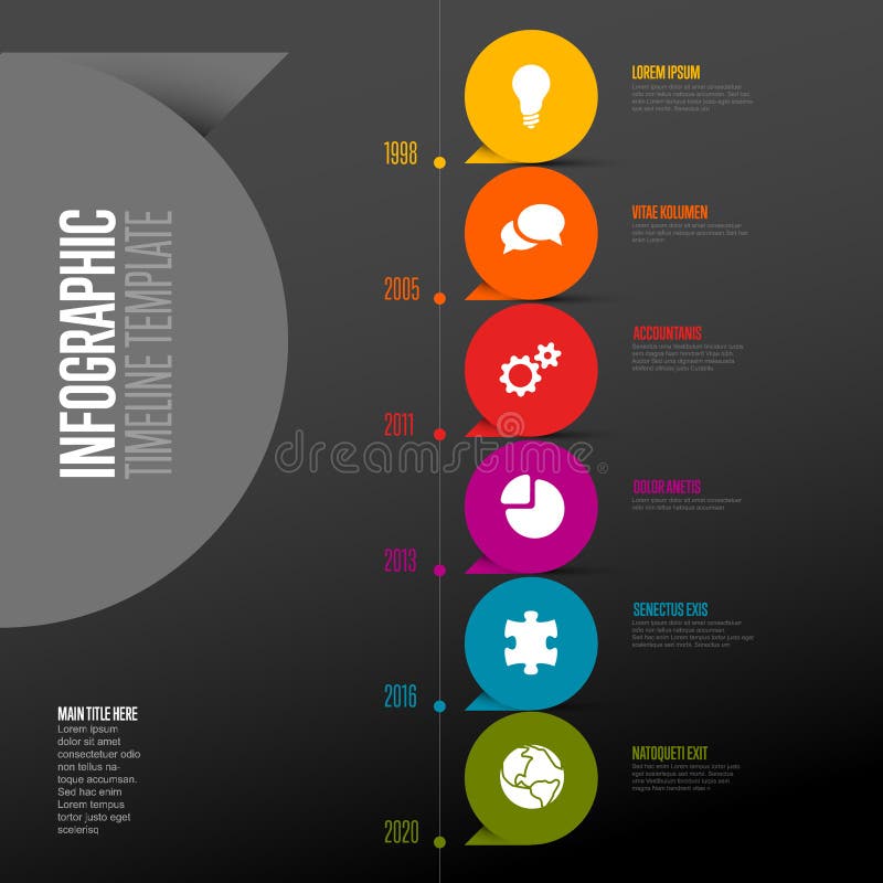 Dark Infographic Timeline Report Template with Bubbles Stock Vector ...