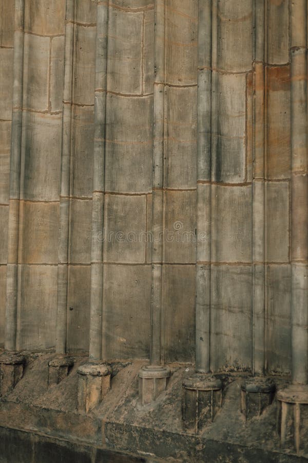 Vertical Design and Texture of an Old Building with Columns Stock Photo ...