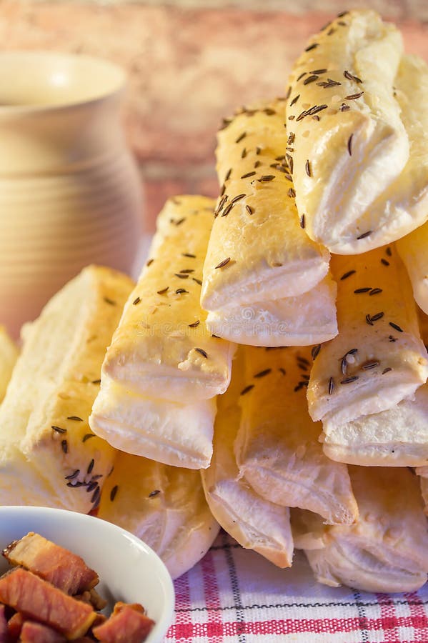 Vertical Detail of Salt Cake Bars with Bacon Stock Photo - Image of ...