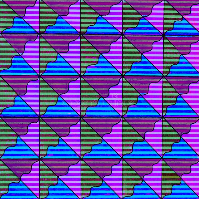 Vertical, Diagonal, and Squares with Wavy Lines. Stock Illustration ...