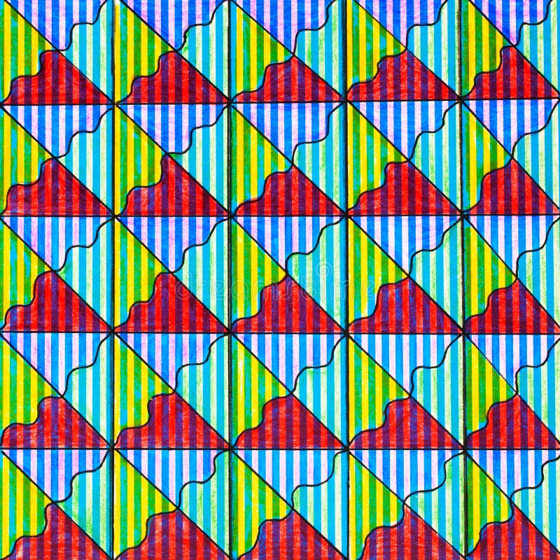 Vertical, Diagonal, and Squares with Wavy Lines. Stock Illustration ...