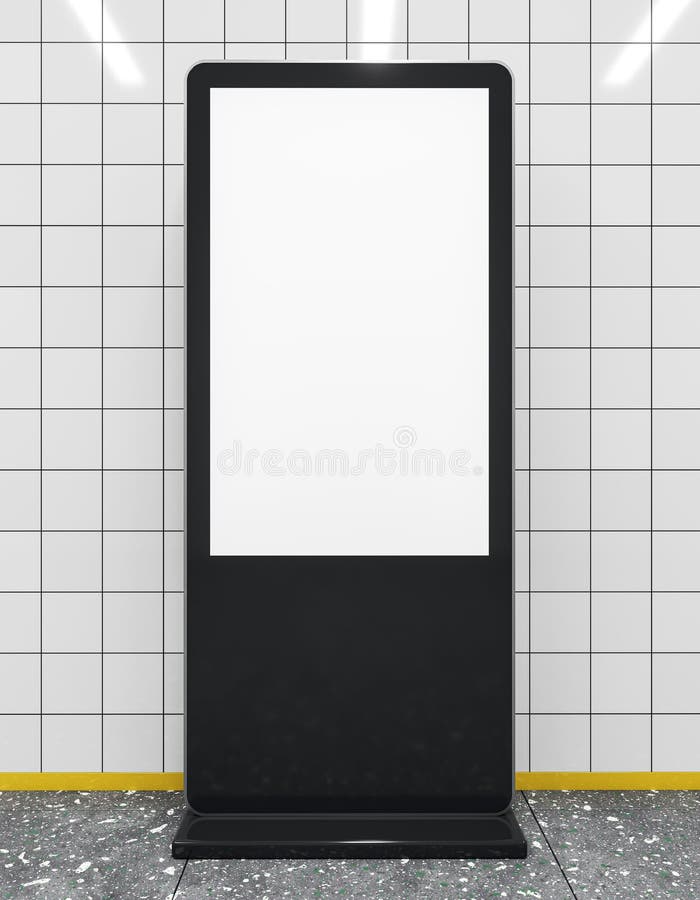Vertical Digital Advertising Screen Mockup in Empty Subway Corridor ...