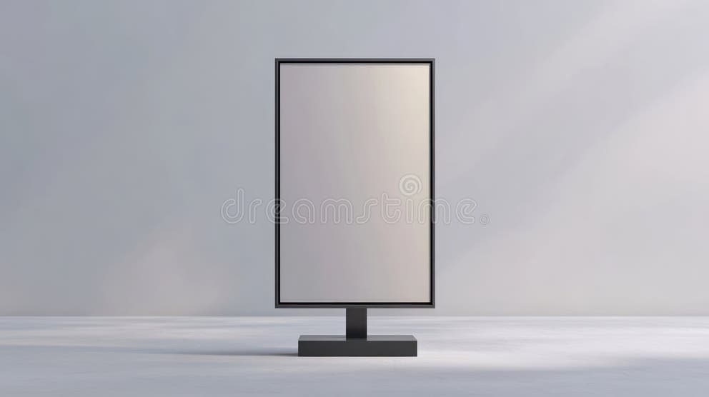 Vertical Digital Billboard Mockup on Stand with Blank Frame and Black ...