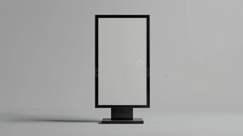 Vertical Digital Billboard Mockup on Stand with Blank Frame and Black ...