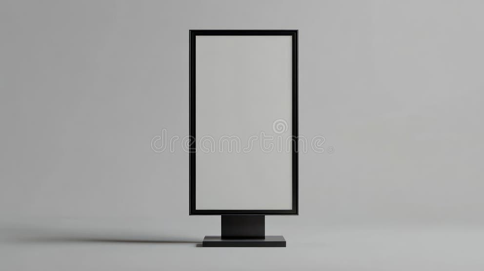 Vertical Digital Billboard Mockup on Stand with Blank Frame and Black ...