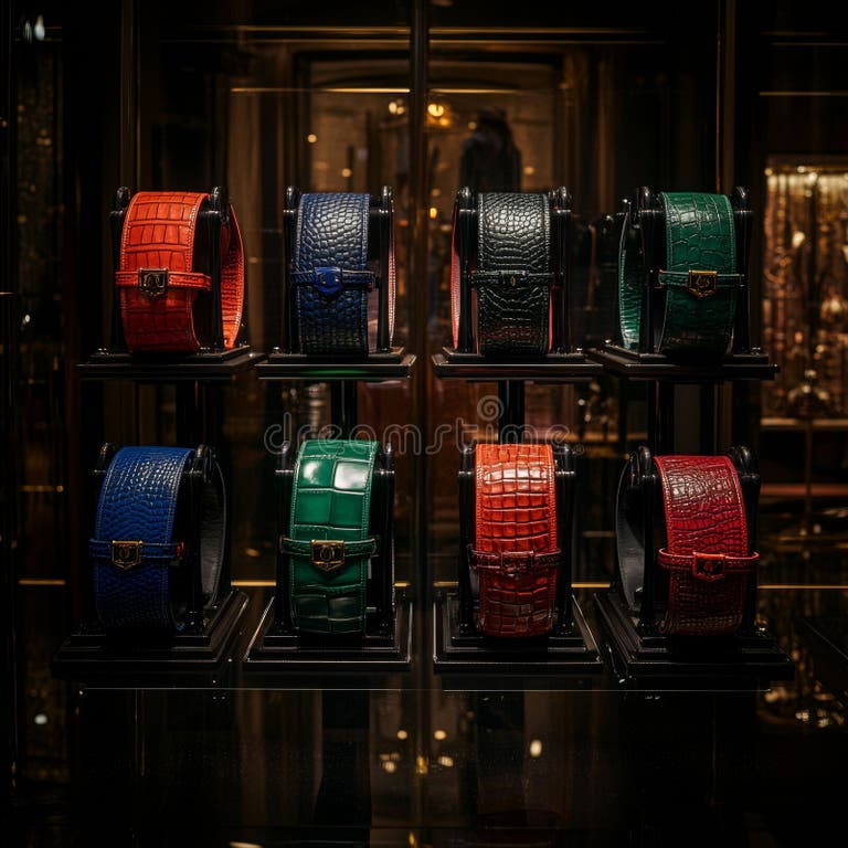 A Vertical Display of Multicolored Leather Watch Straps Was Presented ...