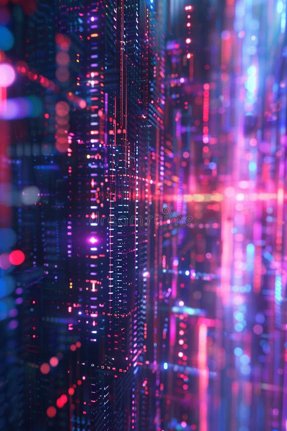 Vertical Display of a Sleek Digital Interface Texture, Combining Neon ...