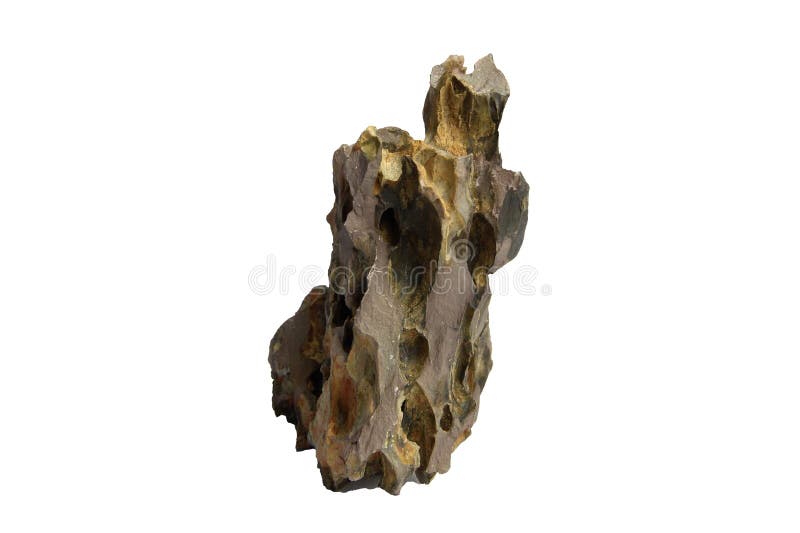 Vertical Dragon Stone with Sharp Edges and Earthy Tones Isolated on a ...
