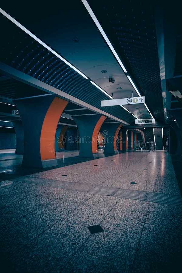 Vertical Dramatic View of a Modern Underground Station Stock Photo ...
