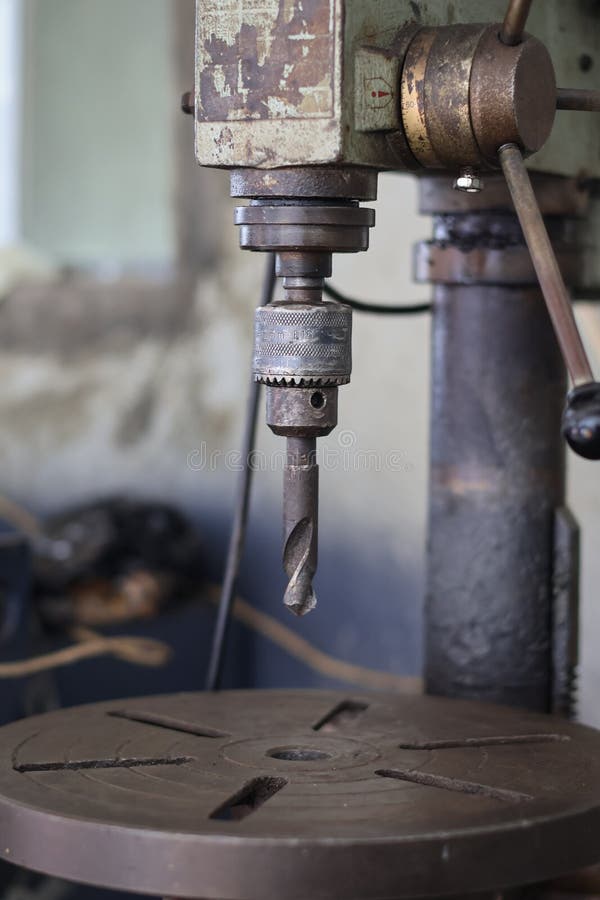 Vertical Drilling Bench Drill Press Machine Stock Photo - Image of wood ...