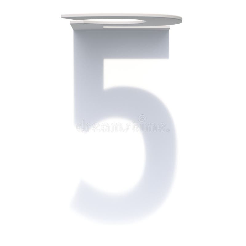 Vertical Drop Shadow Number 5 FIVE 3D Stock Illustration - Illustration ...