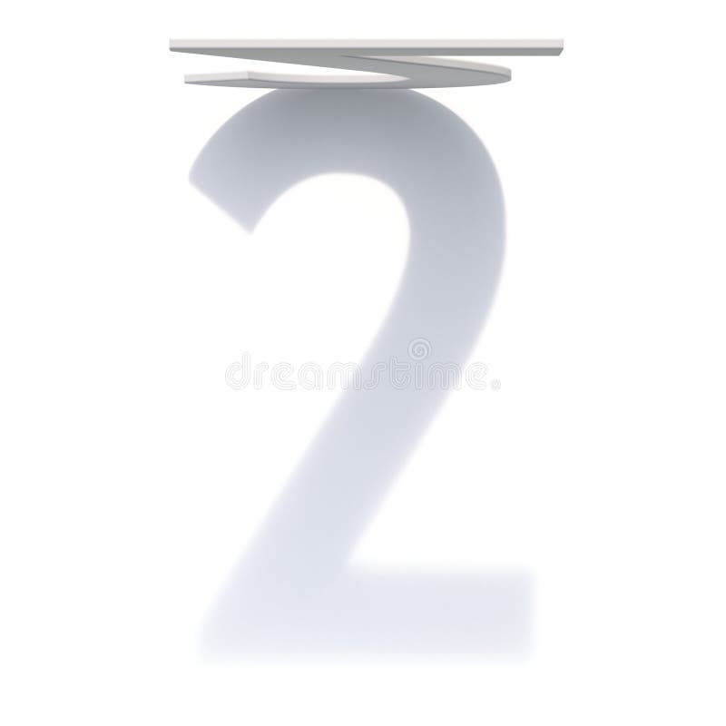 Vertical Drop Shadow Number 2 TWO 3D Stock Illustration - Illustration ...