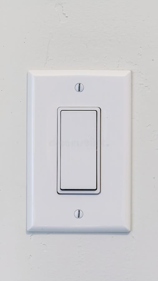 Vertical Electrical Rocker Light Switch with Flat Broad Lever on White ...