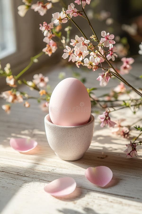 Vertical Elegant Easter Design Postcard Close-up Single Pastel Pink Egg ...