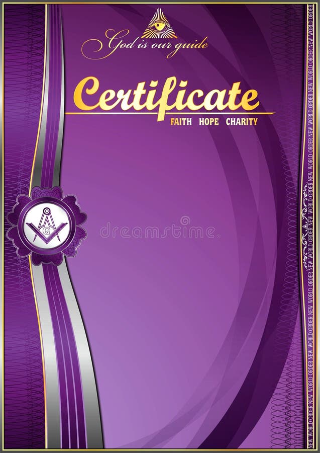 Vertical Elegant Masonic Certificate with Abstract Waves. in Red Colors ...