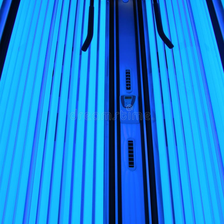 Vertical Empty Solarium Room with Blue Lighting Stock Photo - Image of ...