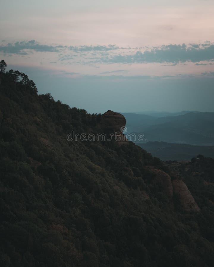 Vertical Evening View of the Montserrat Mount Stock Image - Image of ...