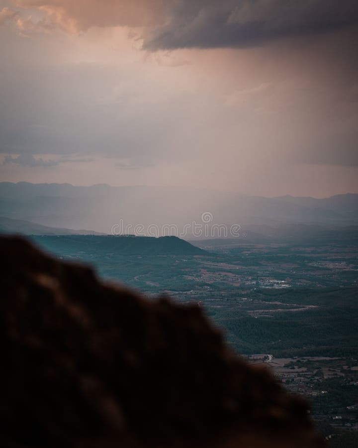 Vertical Evening View of the Montserrat Mount Stock Image - Image of ...