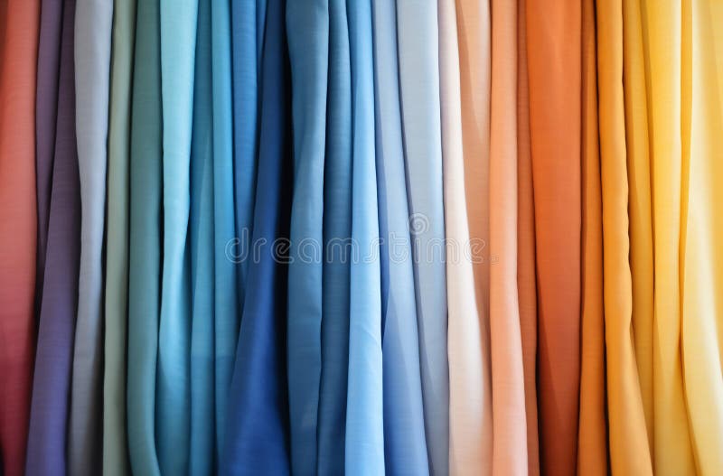 Vertical Fabric Swatches in Blue, White, and Orange Color Gradient ...