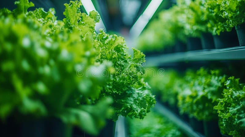 Vertical Farm, a System for Growing Greenery Indoors. Rows of Lettuce ...