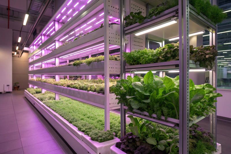 A Vertical Farm with Various Types of Greenery Growing on Multi-level ...
