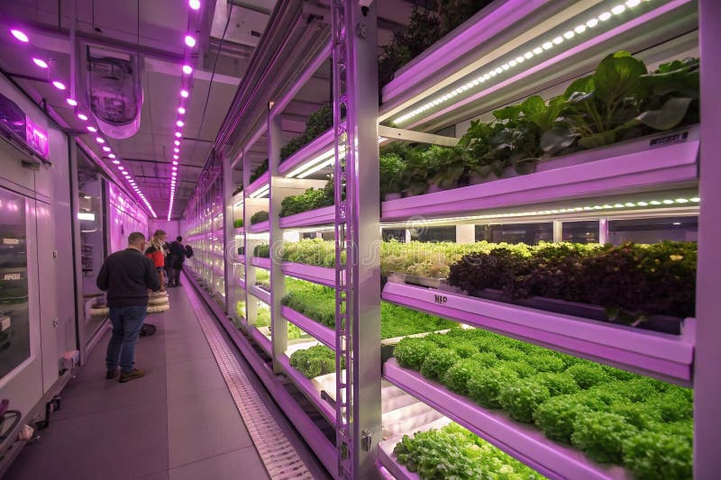 A Vertical Farm with Various Types of Greenery Growing on Multi-level ...