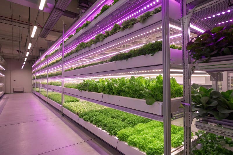 A Vertical Farm with Various Types of Greenery Growing on Multi-level ...