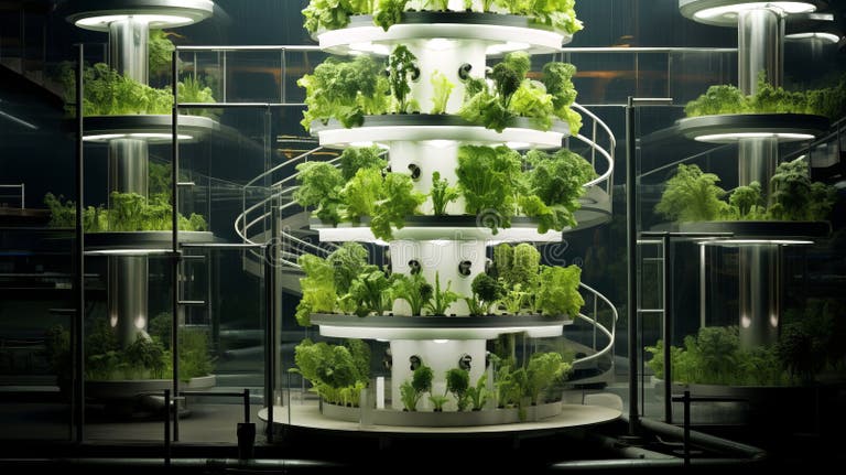 Vertical Farming, Crops Growing in Vertically Stacked Layers Stock ...