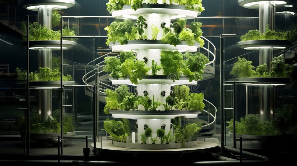 Vertical Farming, Crops Growing in Vertically Stacked Layers Stock ...