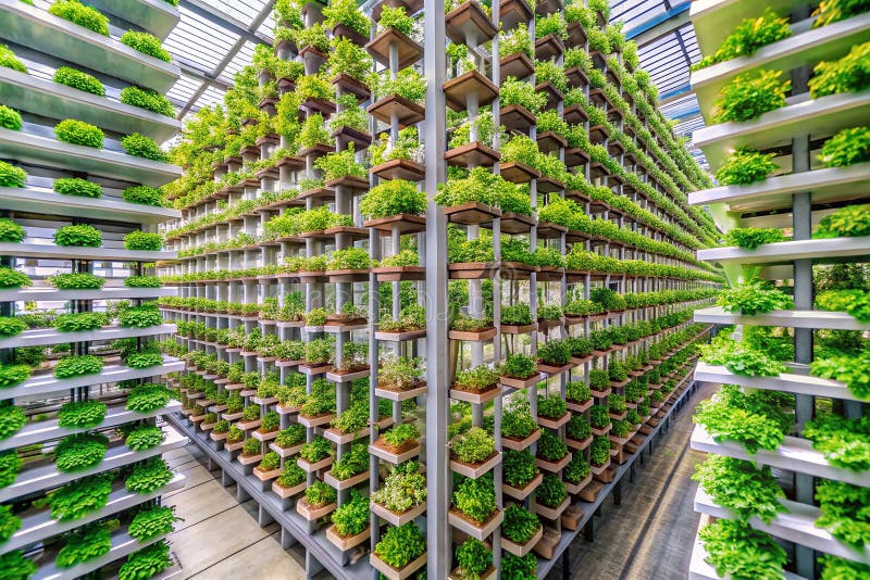 Vertical Farming Nursery with Stacked Tree Saplings Stock Illustration ...