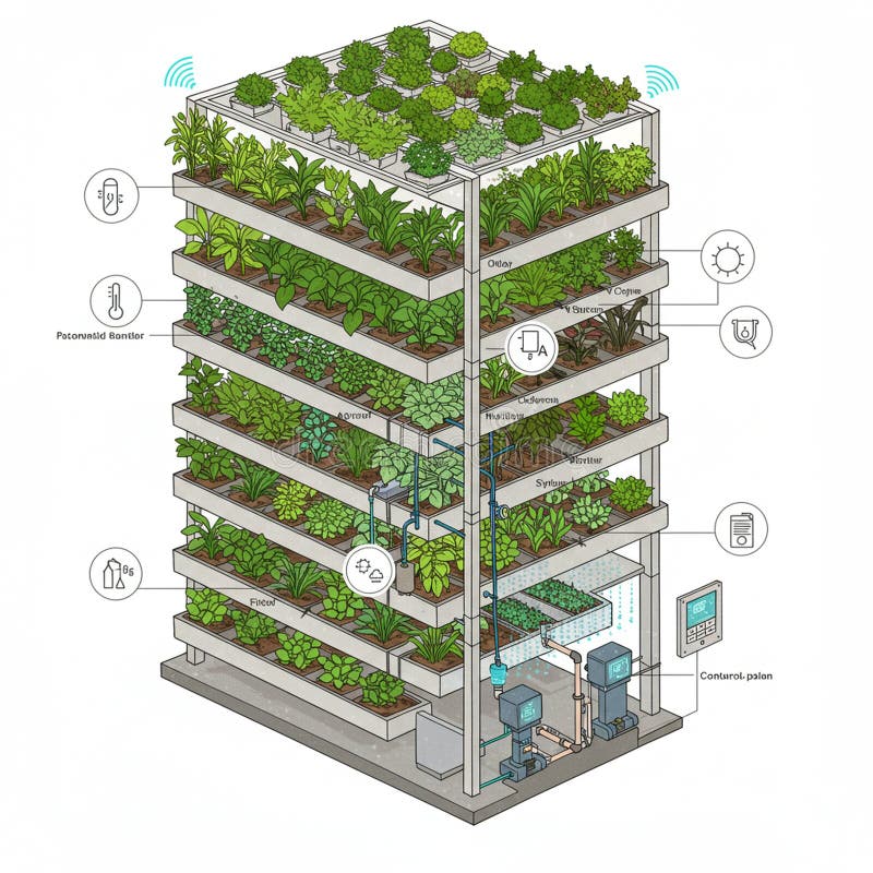 Vertical Farming Structure Diagram Stock Illustrations – 263 Vertical ...