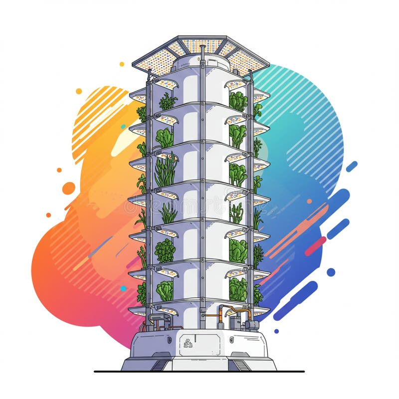 Cylindrical Vertical Farming Structure Stock Illustrations – 53 ...