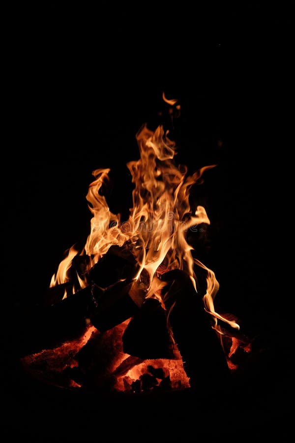 Vertical of Fire Flames in the Dark Stock Image - Image of glow ...