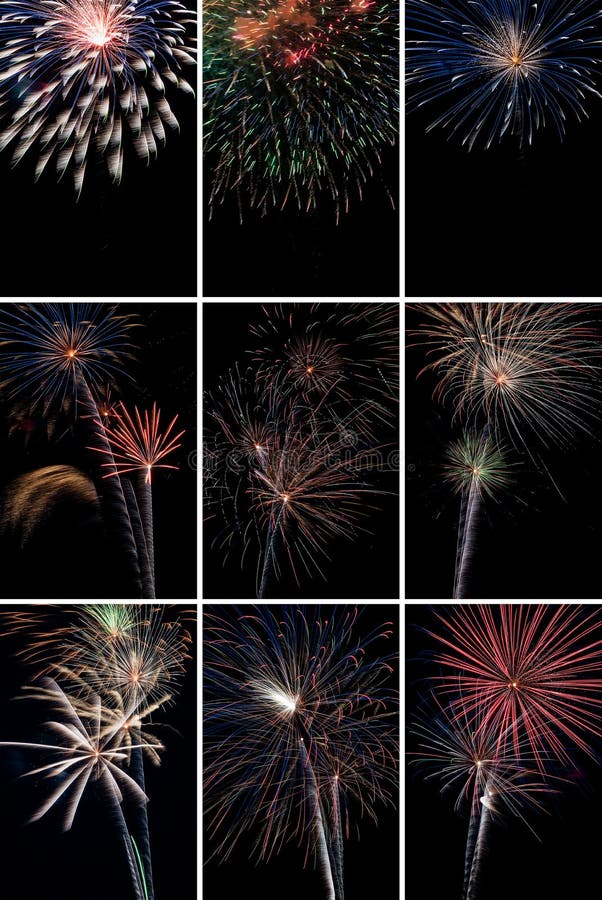 Fireworks collage stock image. Image of yellow, isolated - 10103369