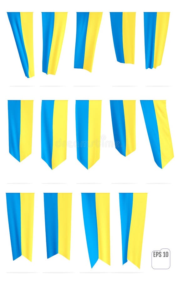 Vertical Flags of Ukraine. Yellow and Blue Waving Flags Stock Vector ...