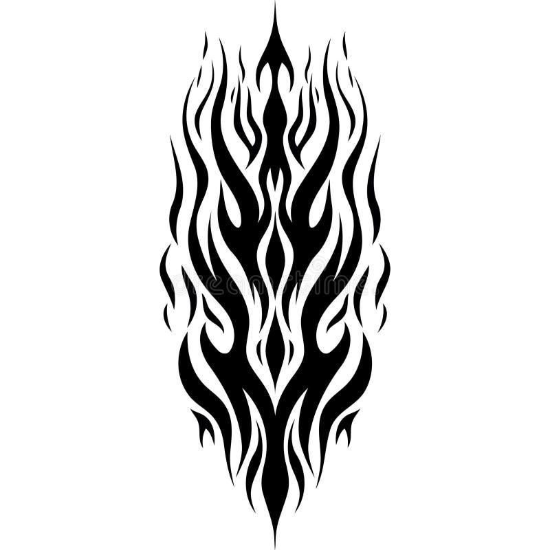 Vertical Flame Element Tattoo Style. Stock Illustration - Illustration ...
