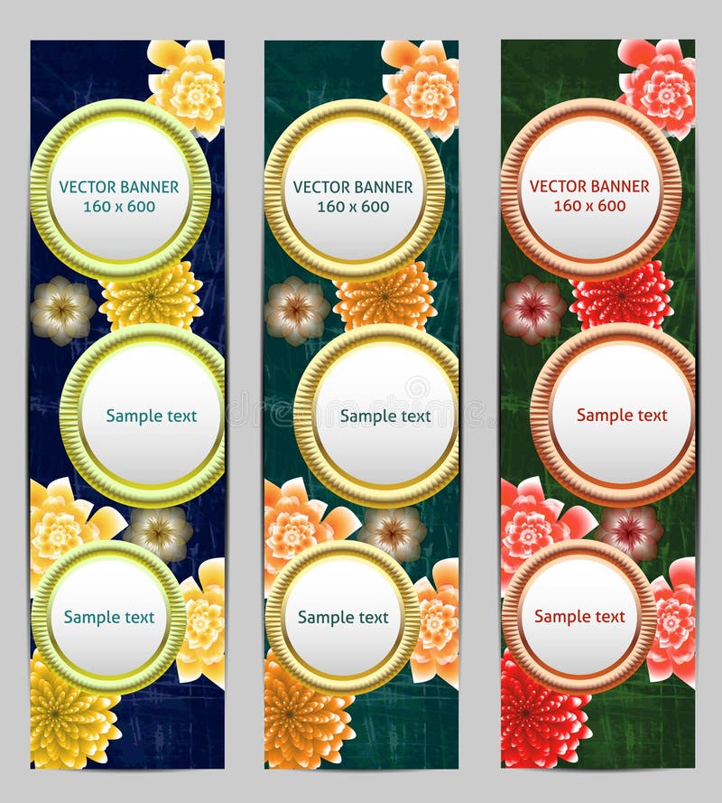 Vertical Floral Banner / Bookmark / Background Stock Vector ...