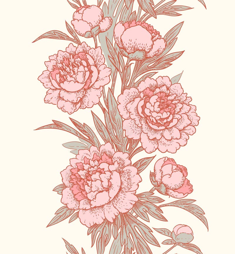 Vertical Floral Seamless Pattern. Stock Vector - Illustration of ...