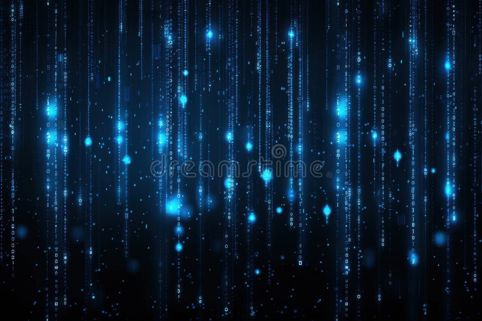 Vertical Flow of Glowing Blue Digital Codes Stock Photo - Image of ...
