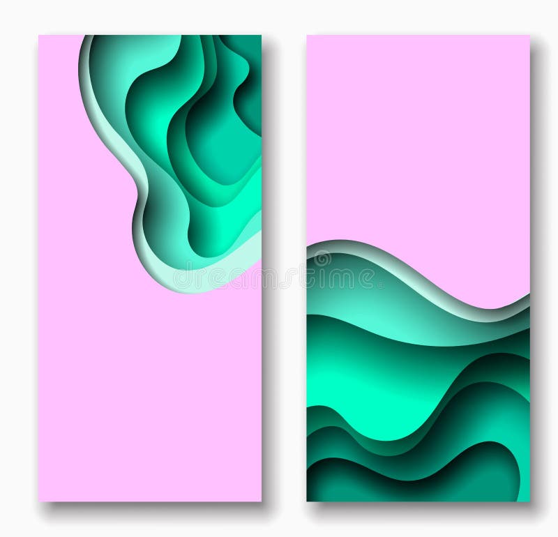 Vertical Flyers with 3D Abstract Background with Paper Cut Shapes ...
