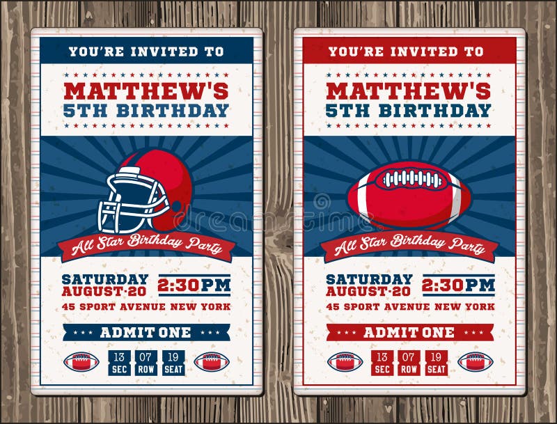 Football invite tickets 2 stock vector. Illustration of element - 71225038