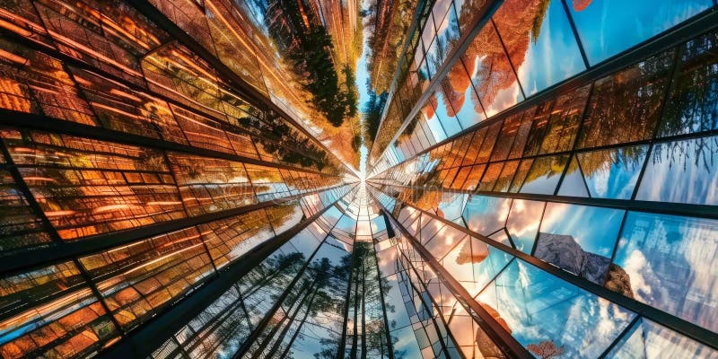 Vertical Forest Reflection Creates an Illusion on a Modern Building S ...