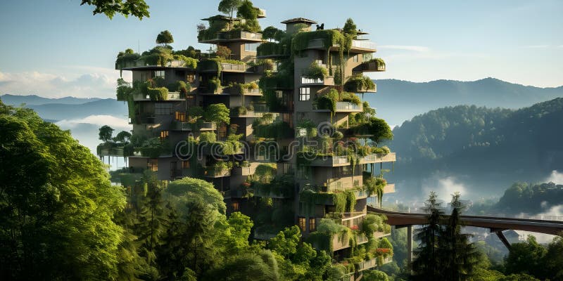 Vertical Forests, Panoramic View of a Modern Apartment Building in the ...