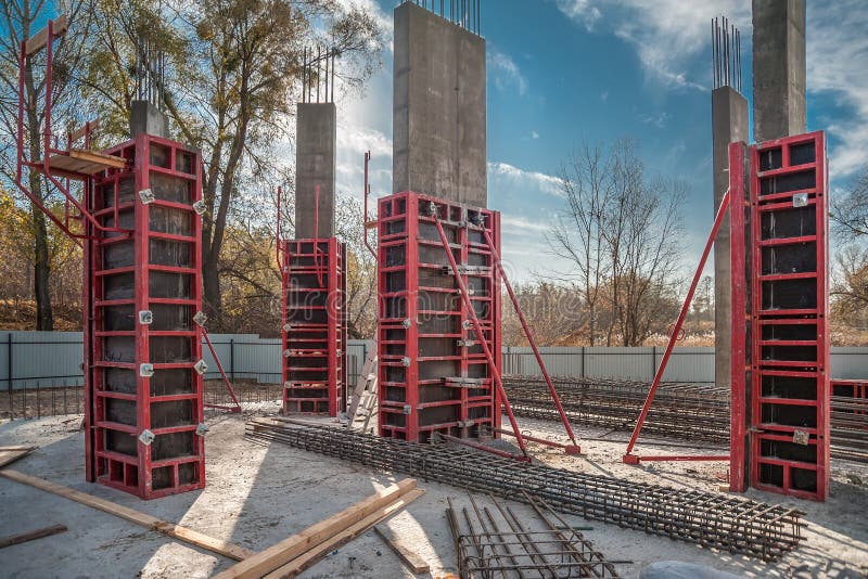 Vertical Formwork Panels on the Construction Stock Image - Image of ...