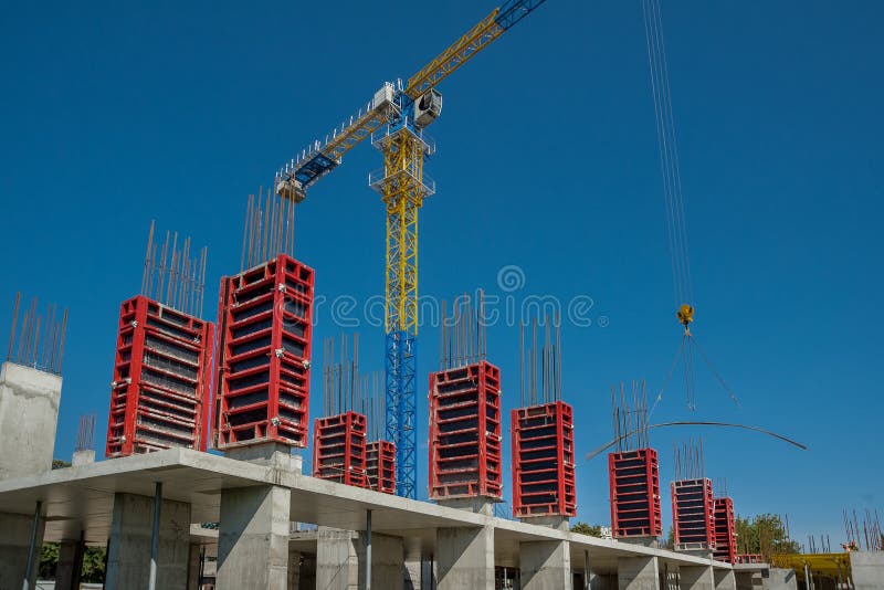 Vertical Formwork Panels on the Construction Stock Image - Image of ...