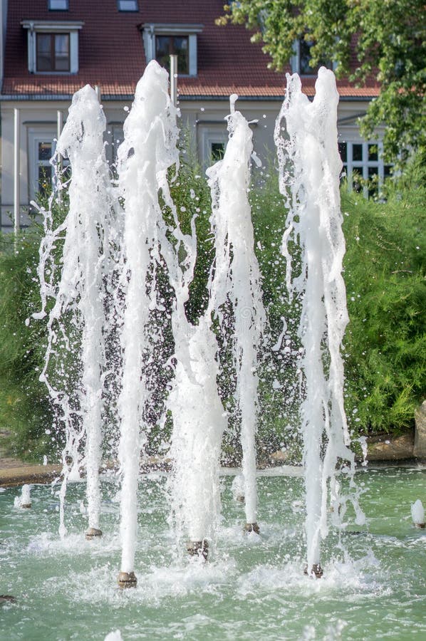 Vertical Fountain in a Summer Park Stock Photo - Image of holidays ...
